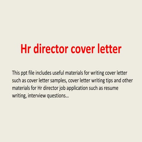 Hr director cover letter | PPTX