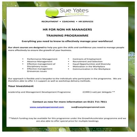 Hr for non hr managers flyer 2013 | PDF