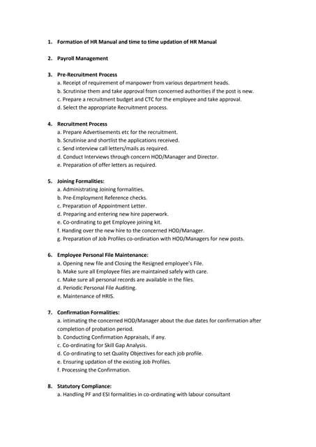 KRA for Head of HR | PDF | Human Resources | Business