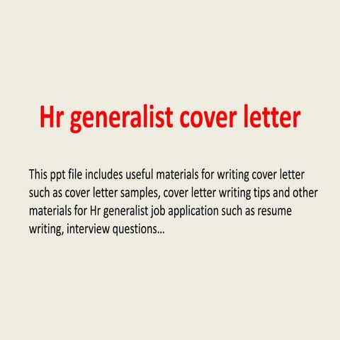 Hr generalist cover letter | PPTX