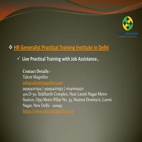 Hr generalist practical training institute in delhi | PPT