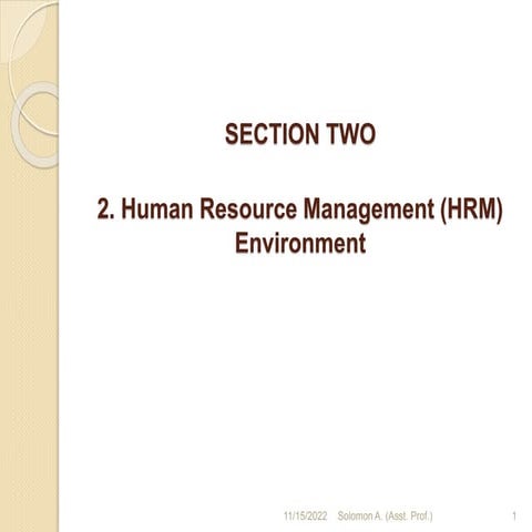 HUMAN RESOURCE MANAGEMENT EXTERNAL AND INTERNAL ENVIRONMENT | PPTX