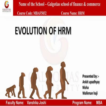 Evolution of HRM | PPTX