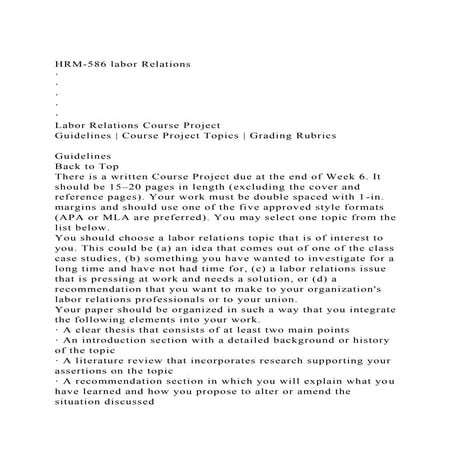 HRM-586 labor Relations· · · · · Labor Relations Cours.docx