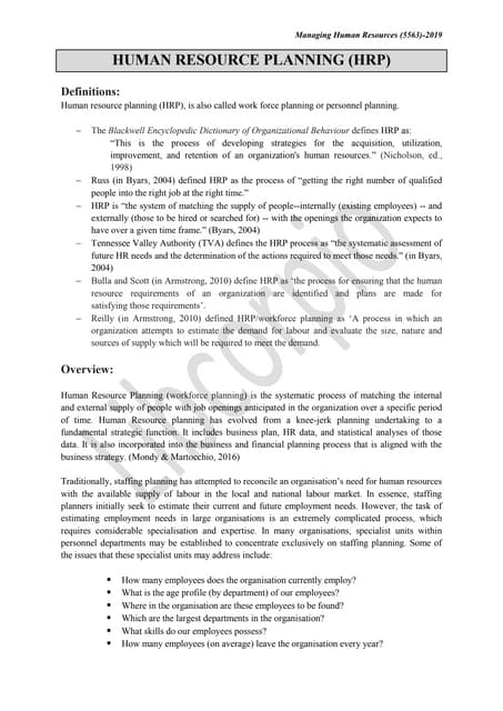 HRM Process : Personnel planning | PPT