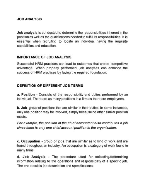 Job description and job specification | PDF