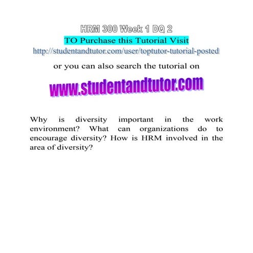 HRM 300 Week 1 DQ 2 | DOCX