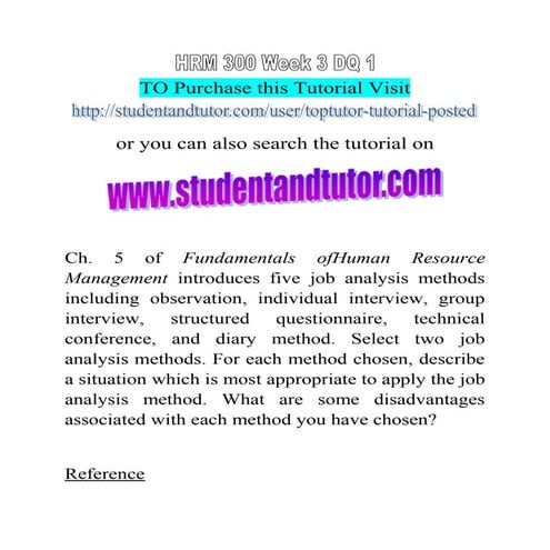 HRM 300 Week 3 DQ 1 | DOCX