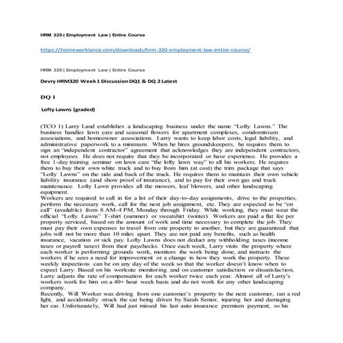 Hrm 320 ( employment law ) entire course | DOCX | Careers