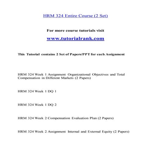 HRM 324 Effective Communication/tutorialrank.com
