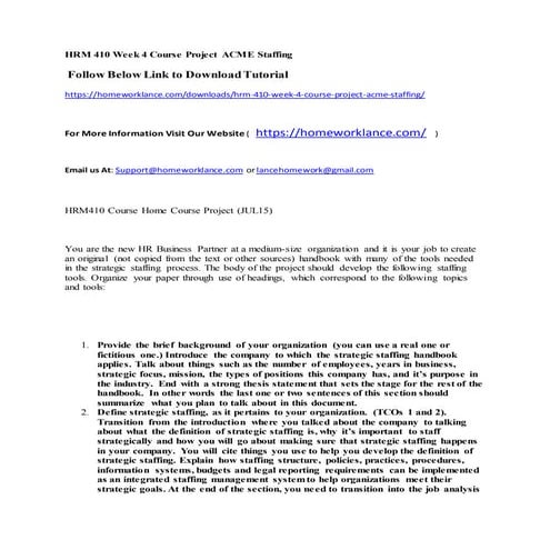 Hrm 410 week 4 course project acme staffing | DOCX