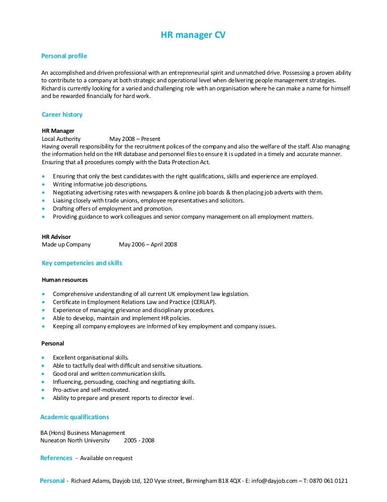 Hr Manager Cv template Hr Manager Cv template