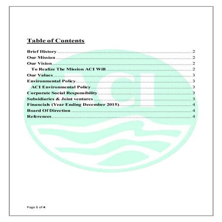 ACI company basic profile | DOCX