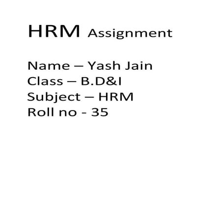 Hrm assignment | PDF