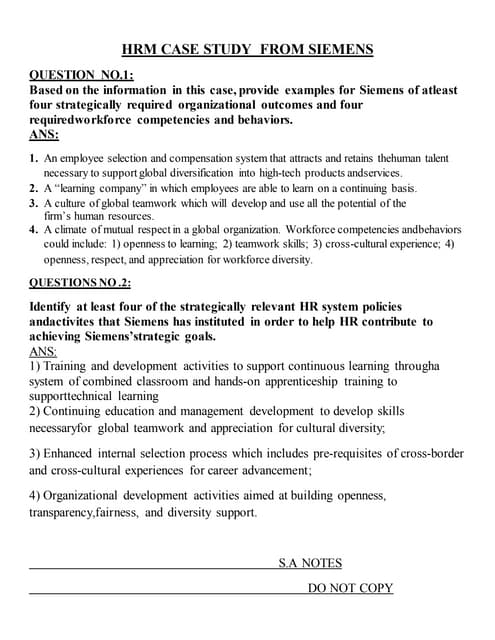 Application Case Siemens Builds a Strategy-Oriented HR System.docx | Human Resources | Business