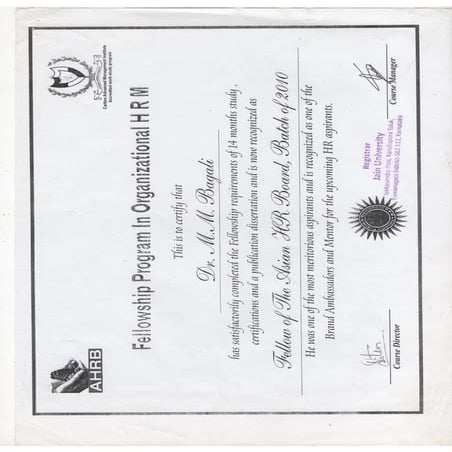 MM Bagali...... CV 2017...... Bio Data......Academic work.....PhD work in Management......HRM ...