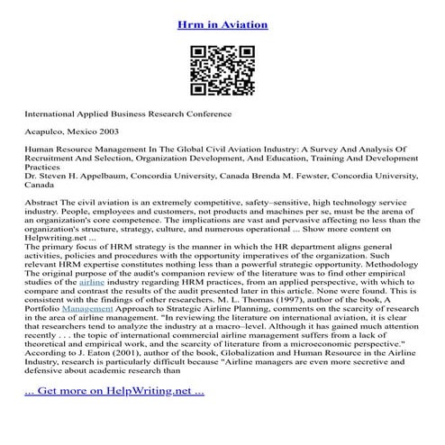 Hrm In Aviation | PDF