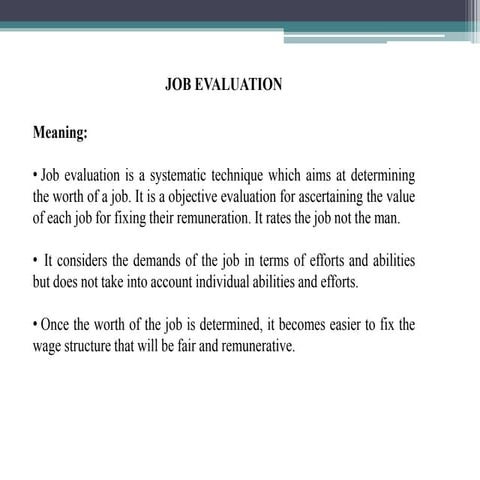 Hrm job evaluation | PPT