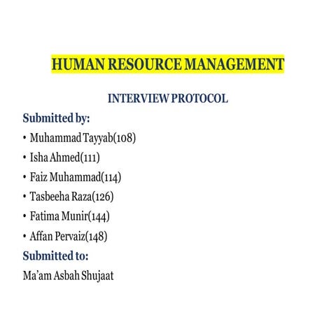 Human Resource Management project (ppt). | PPT