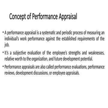 concept of Performance Appraisal in Human Resource Management | PPTX