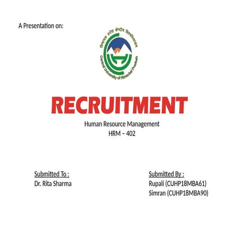 HRM Recruitment: process, meaning, nature, sources | PPTX