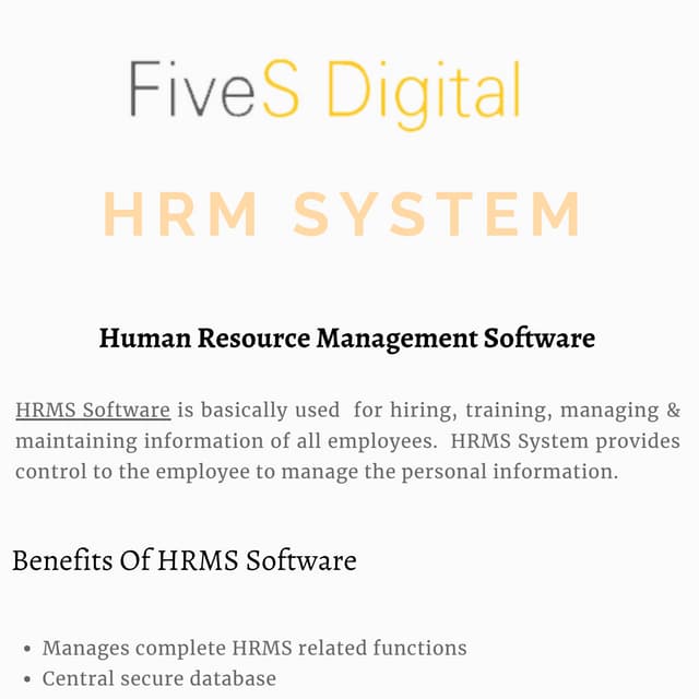HRMS Software - FiveSdigital | PDF