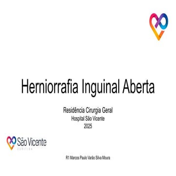 Hérnia inguinal aberta: tecnica operatória | PPTX