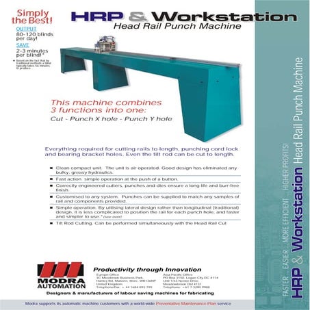 Original Sales Brochure For The Modra Hrp Machine | PDF