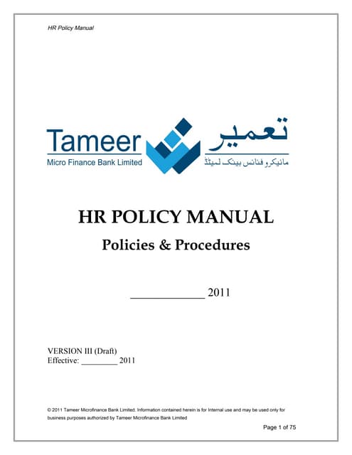 Basic Hr policies for Company | PDF