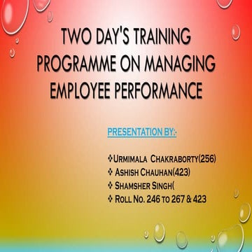 2 days training programme on managing employee performance | PPTX