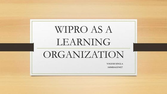 Training and development in wipro | DOC