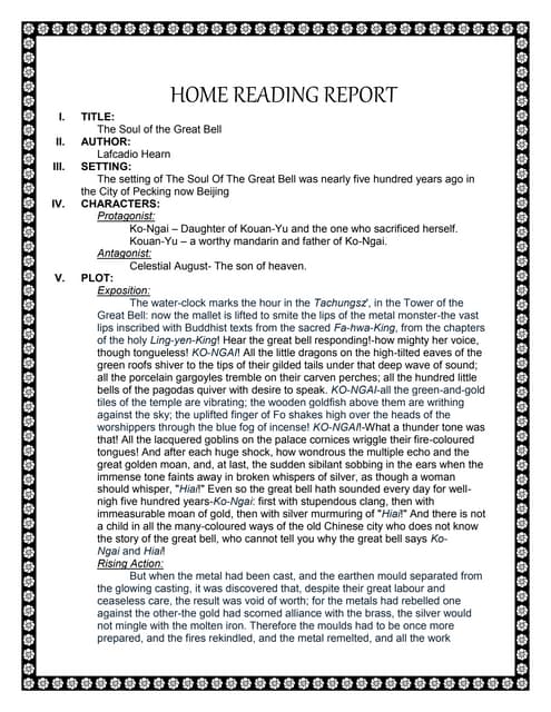 Home reading rep. english | DOCX