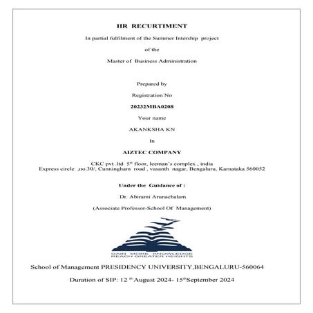 hr recutiment report for internship..... | DOCX