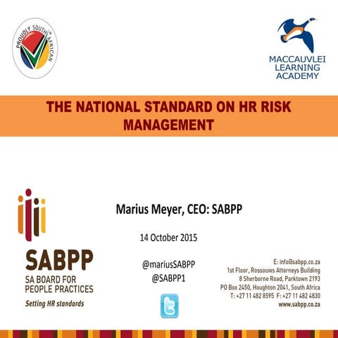 The National Standard on HR Risk Management | PDF