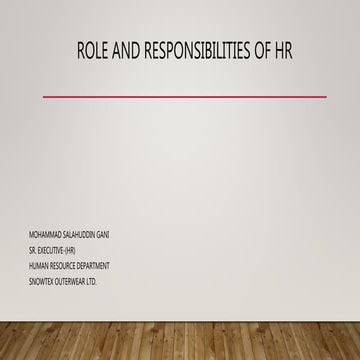 Roles And Responsibilities of HR | PPTX