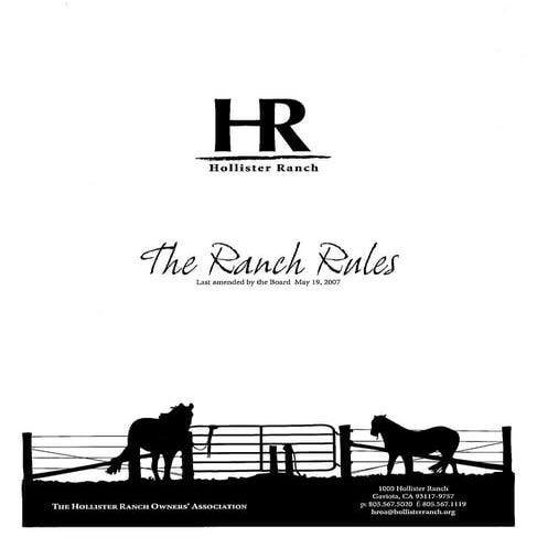 Hollister Ranch - The Ranch Rules | PDF