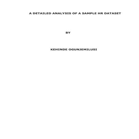 A DETAILED ANALYSIS OF A SAMPLE HR DATASET | PDF