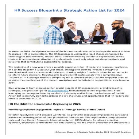 HR Success Blueprint: A Strategic Action List for 2024 | PDF
