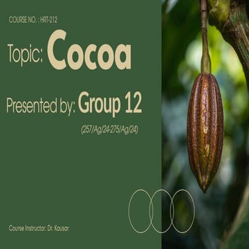 Comprehensive Guide to Cocoa Cultivation and Management Practices | PDF