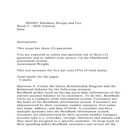 HS2021 Database Design and UseWeek 2 - 2020 Tutorial.docx