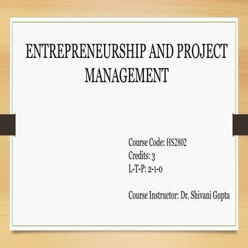 ENTREPRENEURSHIP AND PROJECT MANAGEMENT @ | PPTX