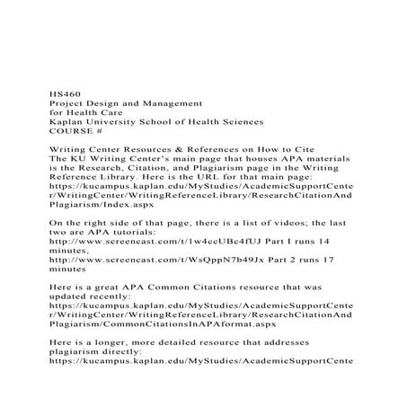 HS460Project Design and Management for Health CareKa.docx