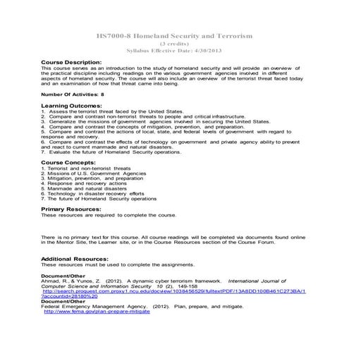 National security & terrorism overview (sample) | PPT