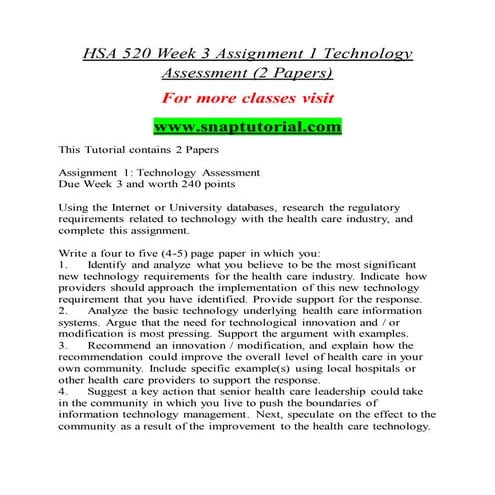 Hsa 520 Success Begins / snaptutorial.com