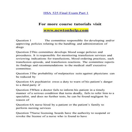 HSA 525 Learn/newtonhelp.com