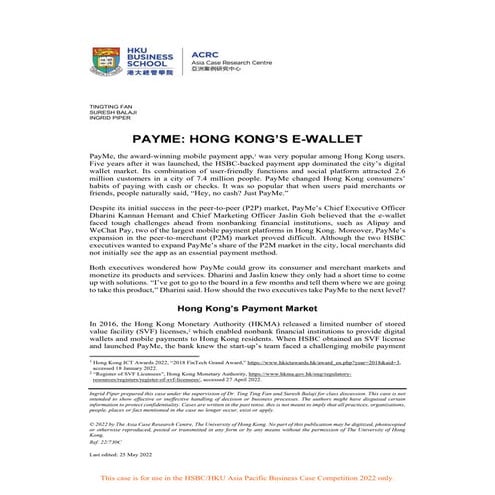 HSBC'22 Internationals Case, Final Round | PDF