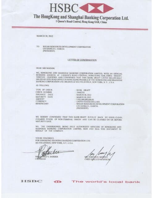 Hsbc Bank Draft