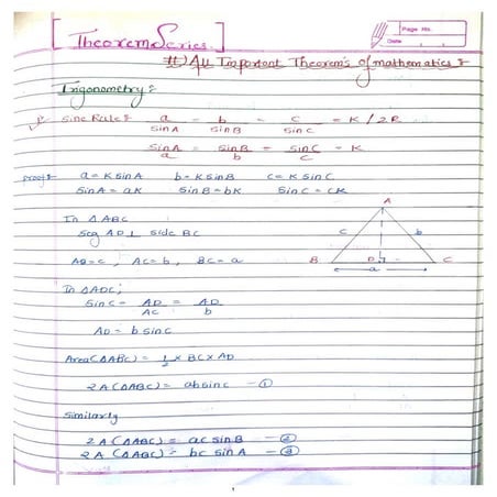 HSC Maths Important Theorems .pdf HSC Maths Important Theorems | PDF