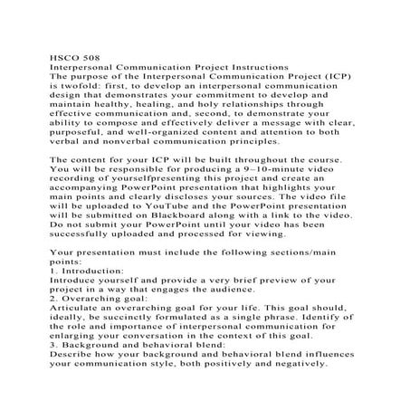 HSCO 508Interpersonal Communication Project InstructionsThe pu.docx