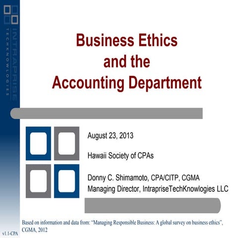 Business Ethics and the Accounting Department v1.1 | PDF